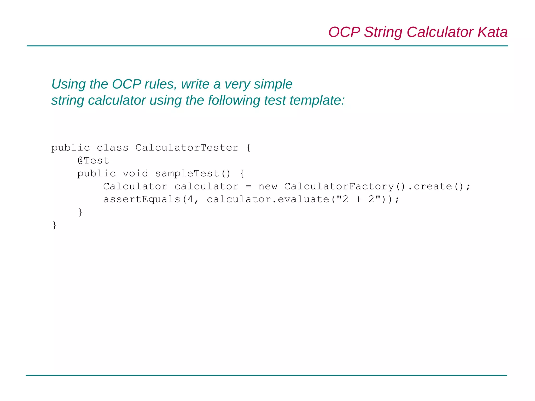 OCP String Calculator kata | ODP