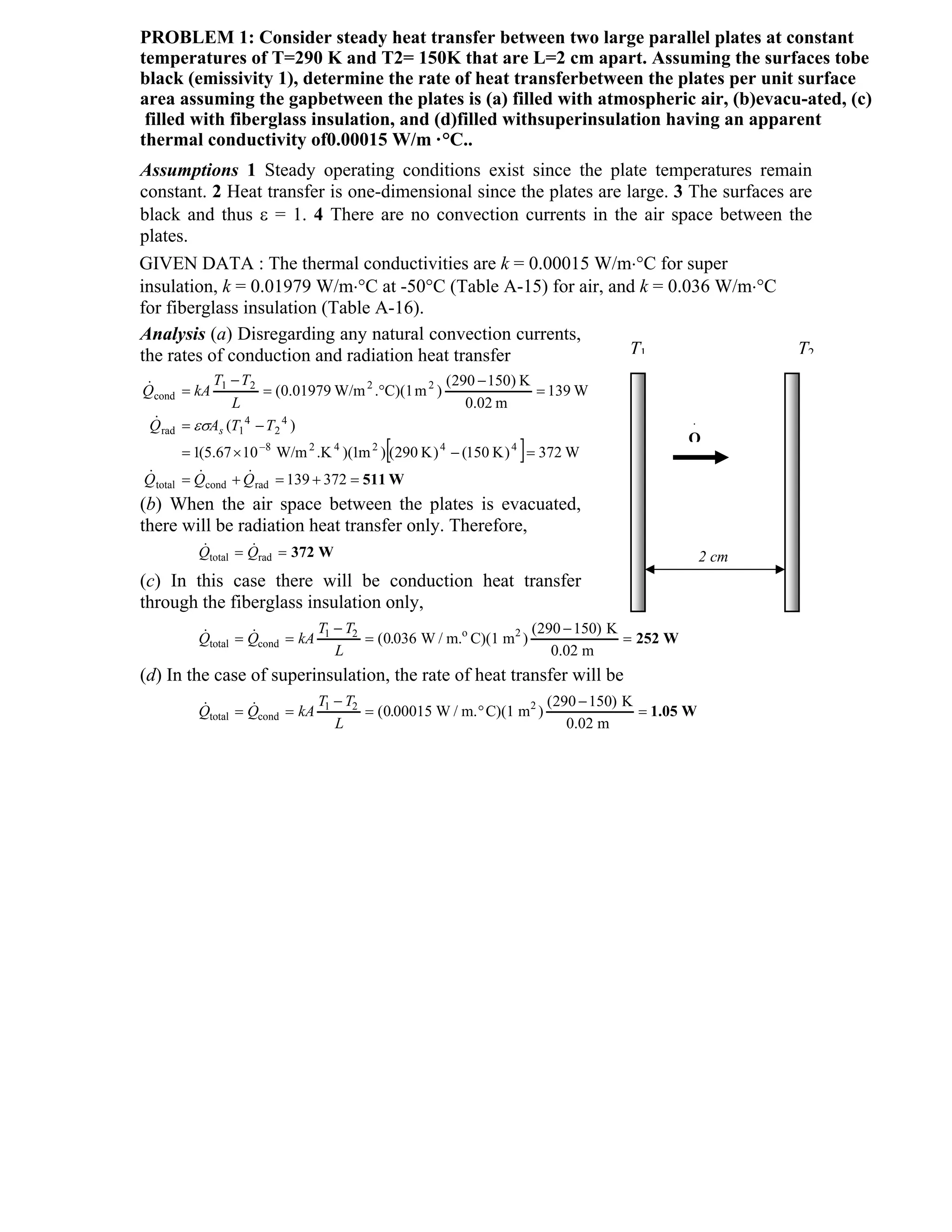 steady heat transfer between two large parallel plates | PDF