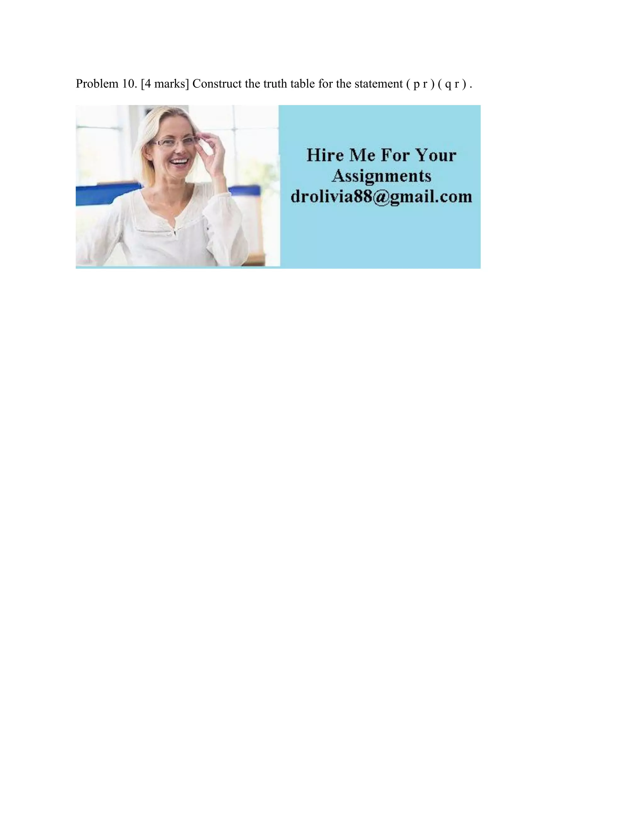 Problem 10 4 Marks Construct The Truth Table For The Statement Prpdf 0985