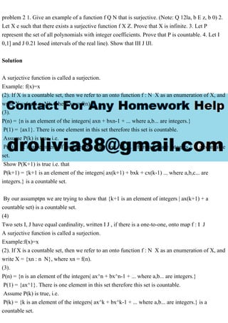 problem 2 1. Give an example of a function f Q N that is surjective..pdf