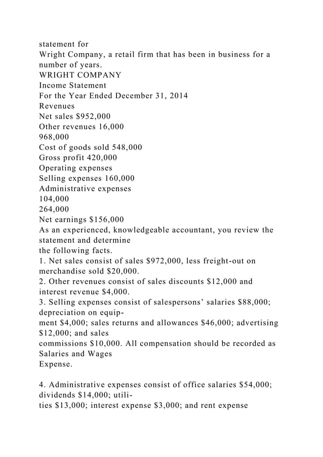 PROBLEM 5-5BPrepare a correct detailed multiple-step income stat.docx