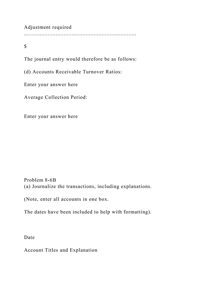 Problem 8-2B(a) Journalize the transactions, including explanation.docx