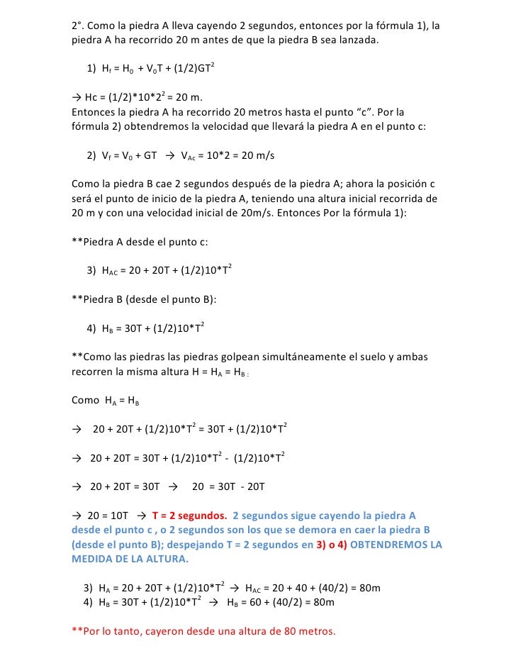 ejercicios resueltos de caida libre y lanzamiento vertical