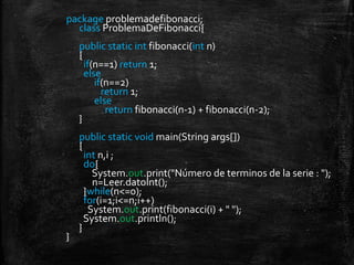 Problema de la serie de fibonacci | PPTX