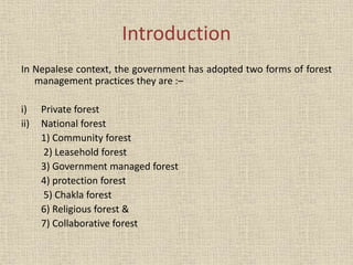 Problem and prospects on collaborative forest management in nepal | PPTX
