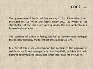 Problem and prospects on collaborative forest management in nepal | PPTX
