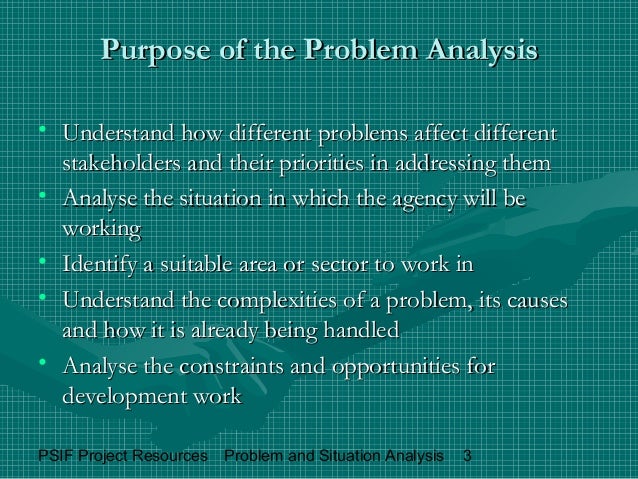 Problem and situation analysis