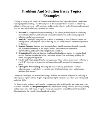 Problem And Solution Essay Topics Examples.pdf