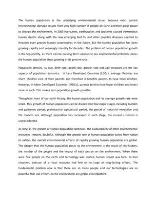 Problem arising from growth of human population | DOCX | Reproductive ...