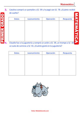 Problemas De Resta Para Primer Grado