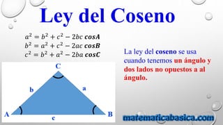Problemas aplicando ley del seno y ley del coseno - Matemática | PPTX ...