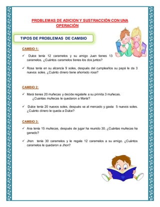 Problemas de adicion y sustraccion matenáticas 6 ciclo | PDF