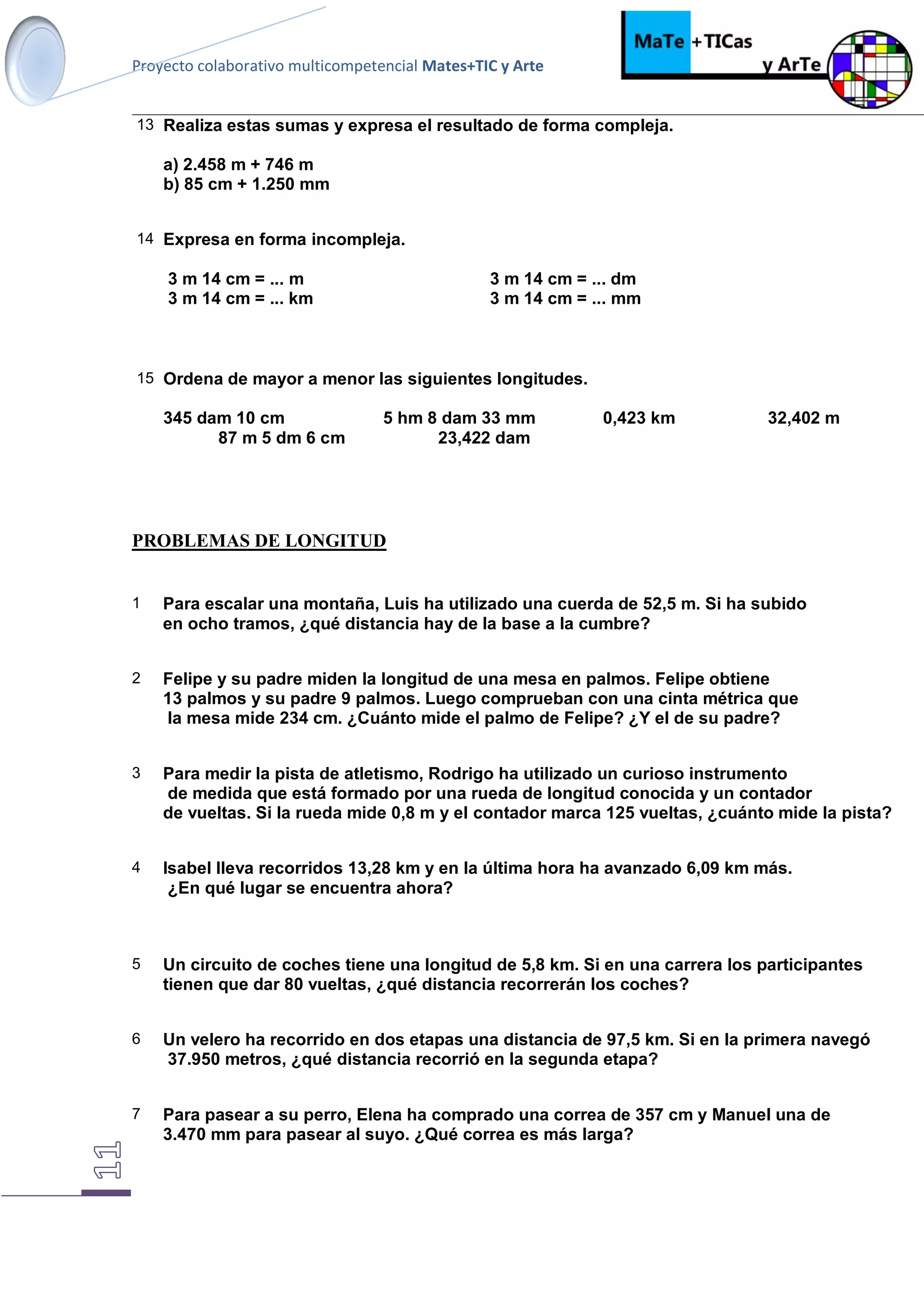 Hoja De Trabajo Con Problemas De Conversión De Unidades Métricas 50+