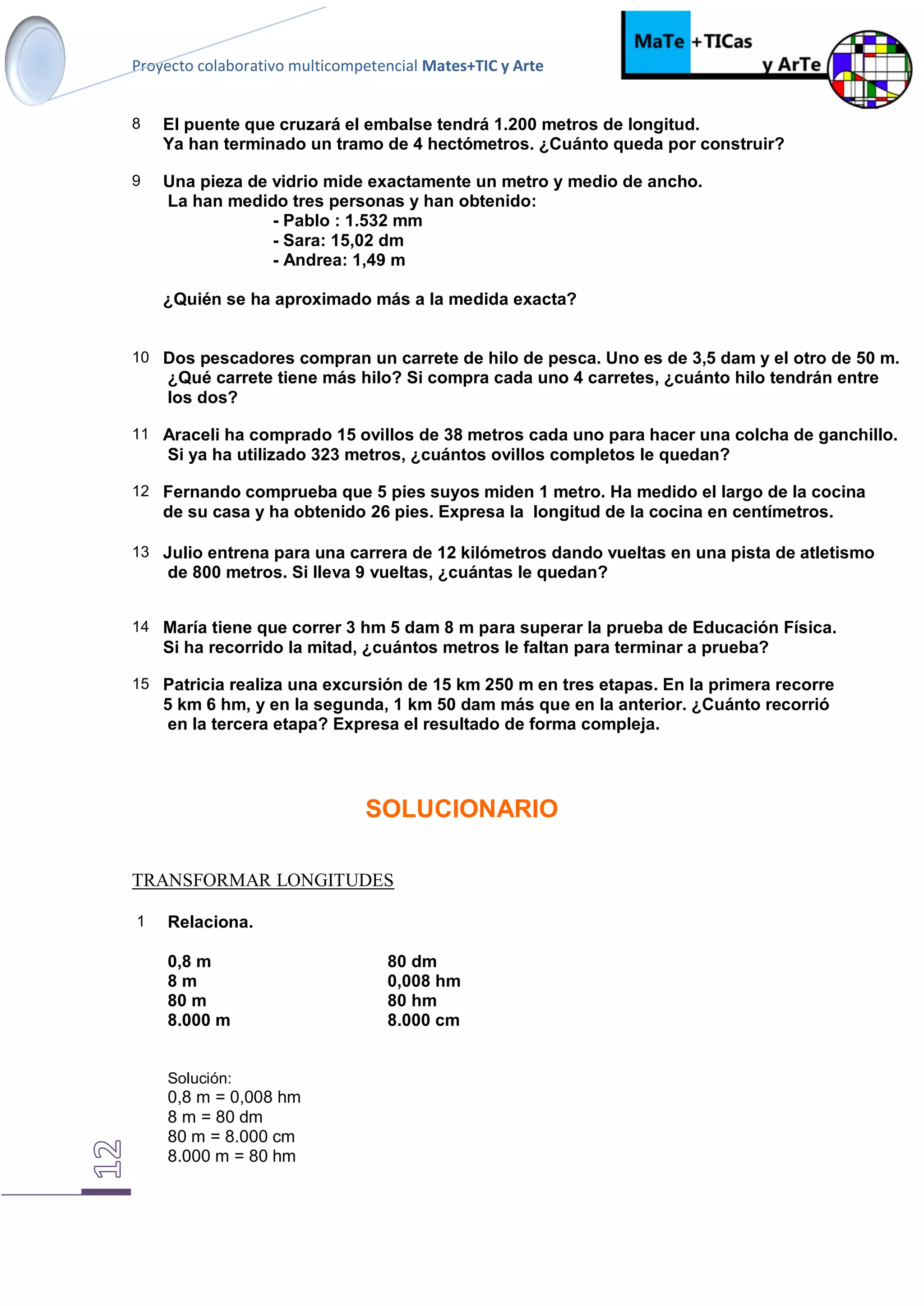 Problemas de conversion medidas longitud | PDF
