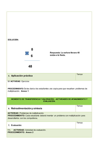 Problemas de multiplicacion grado 3 | DOCX