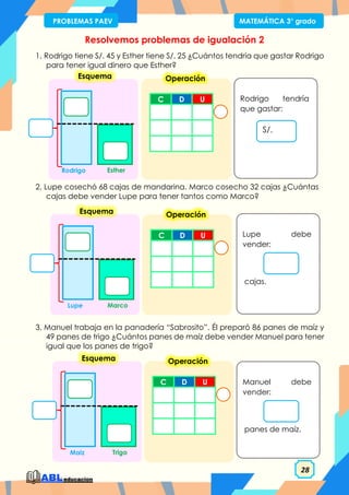 PROBLEMAS PAEV 3 GRADO DE PRIMARIA DE CAMBIO | PDF