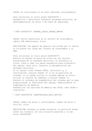 Problemas pantalla azul windows | PDF