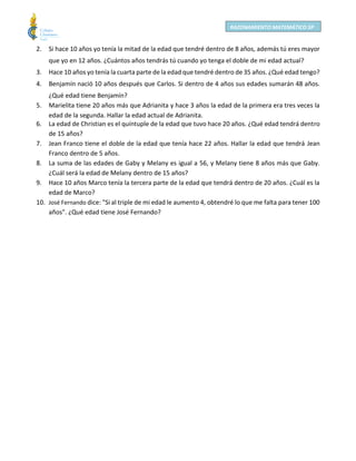 Problemas sobre edades | PDF