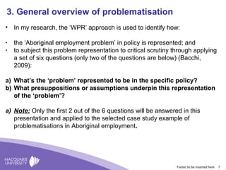 Problematisation of Aboriginal Employment Policy | PPT