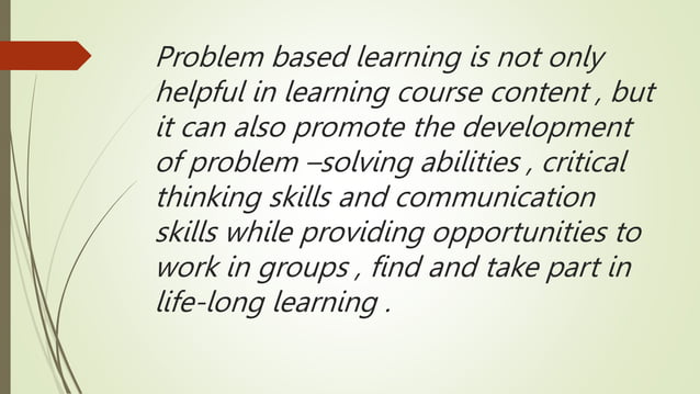Problem Based Learning. Learning approach. | PPTX