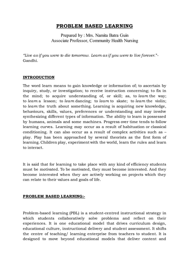 Problem based learning | PDF