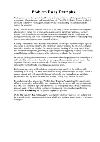 Problem Essay Examples.pdfProblem Essay Examples. Research Problem ...