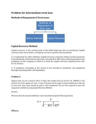 Problem for intermediate term loan | DOCX