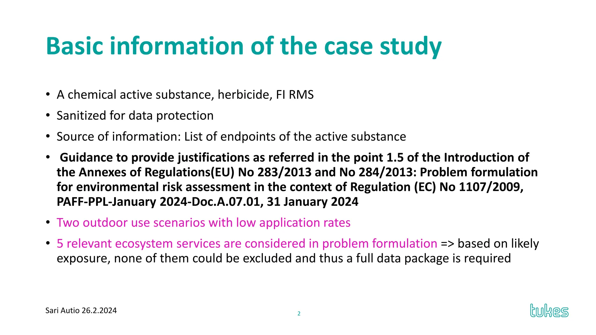 Problem formulation for environmental risk assessment – Finnish case ...