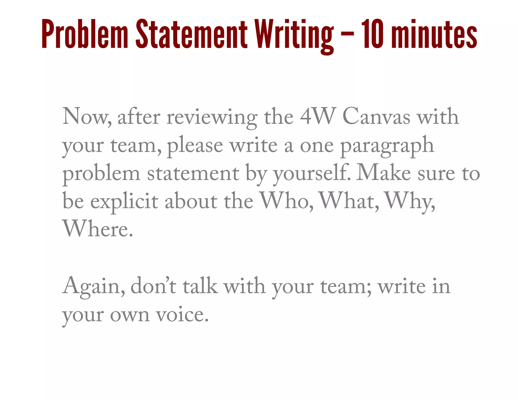LeanUX: Problem Framing Using the 4 Ws | PDF