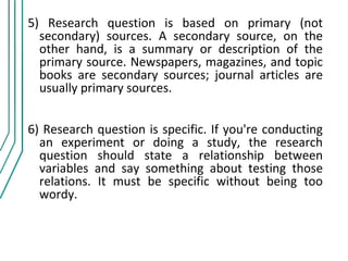 Problem (how to form good research question) | PPT