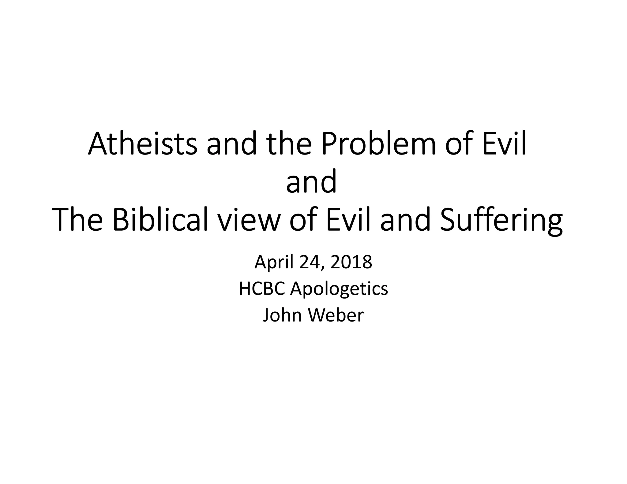 The problem of evil and suffering | PDF