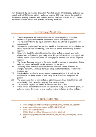 Problem of odor pollution and its management solution | DOCX