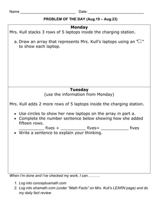 August 19 - August 23 Problem of the Day | PDF | Laptops | Computing