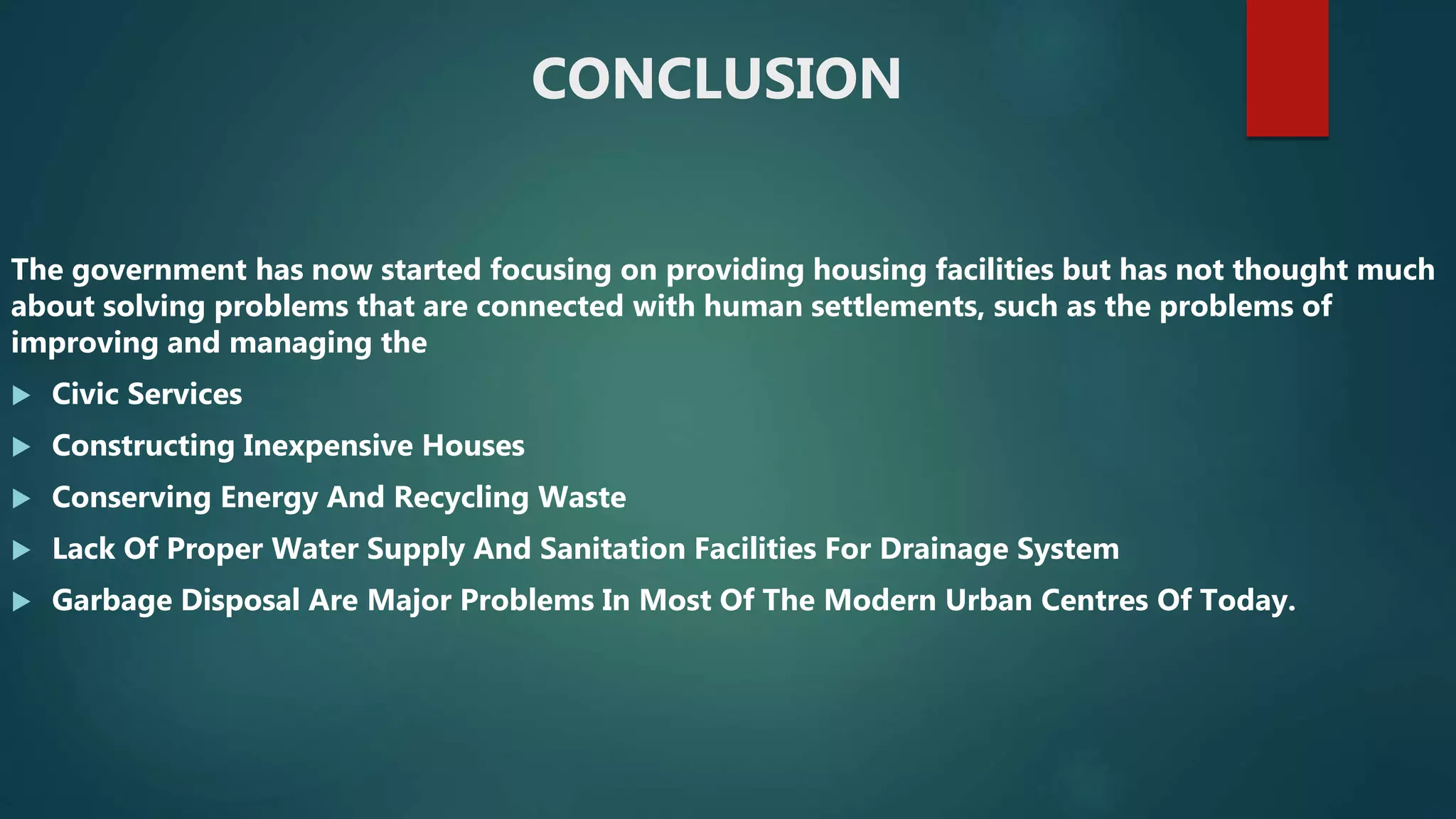 Problem of urban housing, slums and there solutions | PPTX