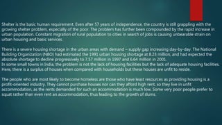 Problem of urban housing, slums and there solutions | PPTX