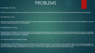 Problem of urban housing, slums and there solutions | PPTX