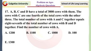 Problem on Ages & Algebraic Questions.pptx