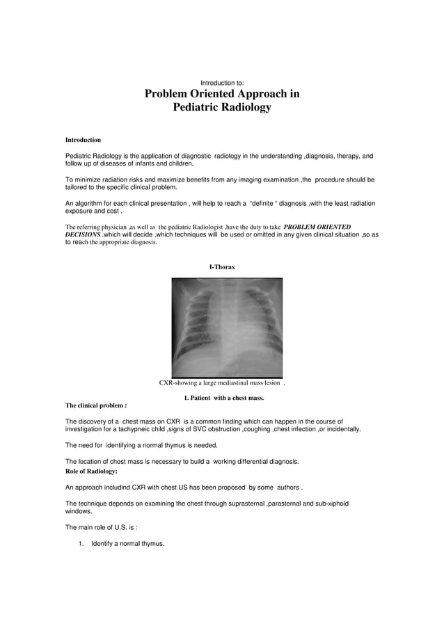 Problem oriented approach in pediatric radiology | PDF