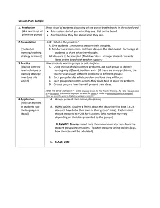 Problem Posing Session Plan | DOCX | Educational Assessment | Education