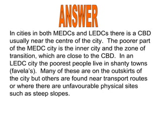 Problems Of Urban Growth Ledc Exam Practice | PPT