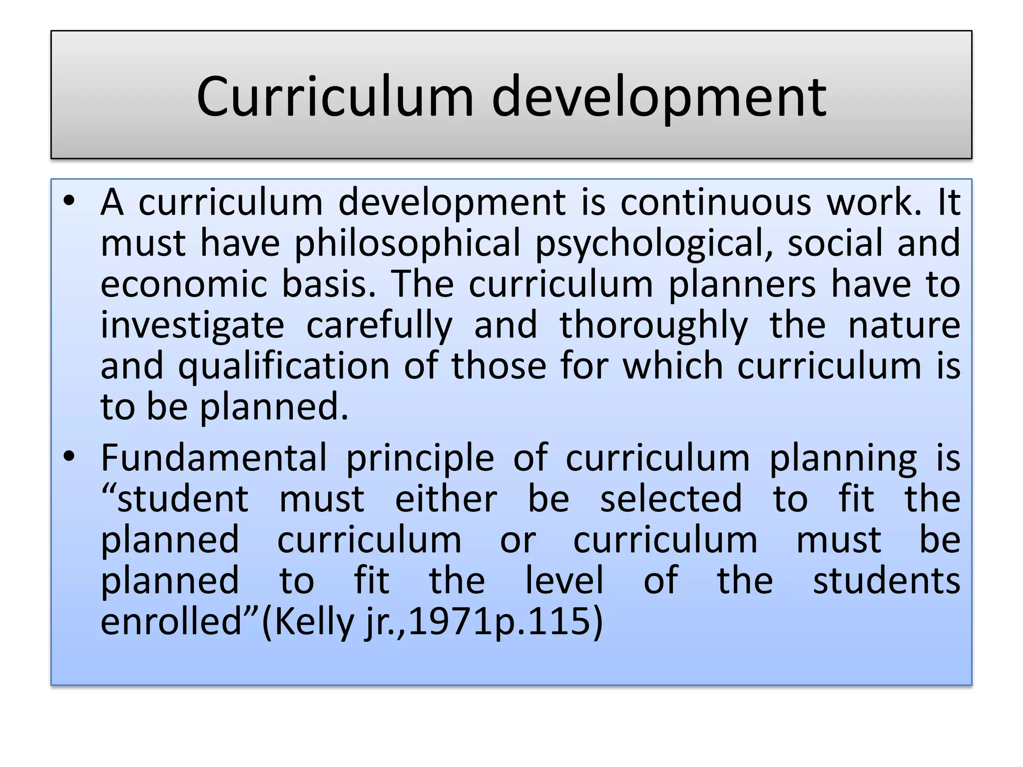 Problems and issues in curriculum development and factors affecting ...