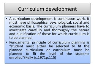 Problems and issues in curriculum development and factors affecting ...