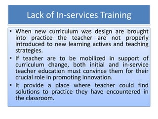 Problems and issues in curriculum development and factors affecting ...