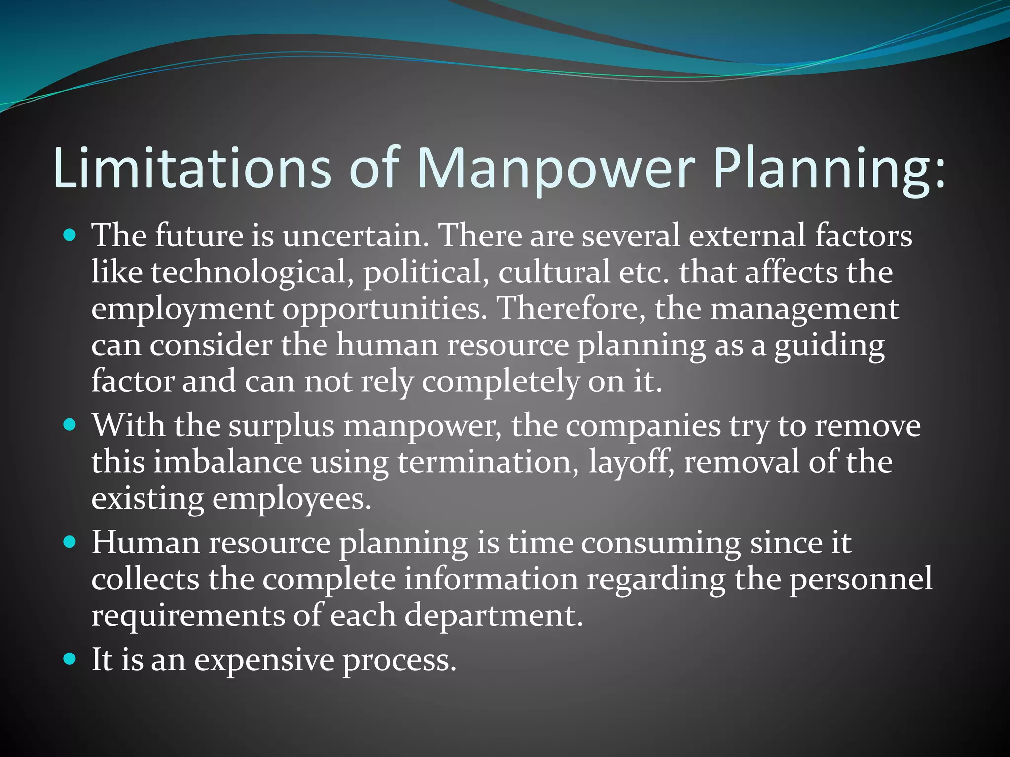 Problems and limitations of manpower planning | PPTX