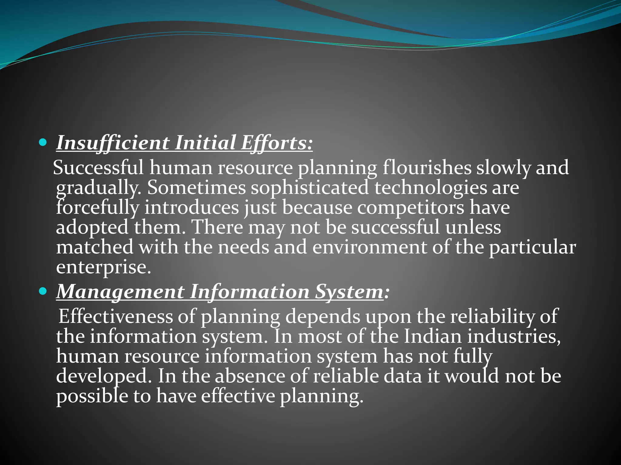 Problems and limitations of manpower planning | PPTX