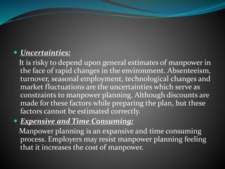 Problems and limitations of manpower planning | PPTX