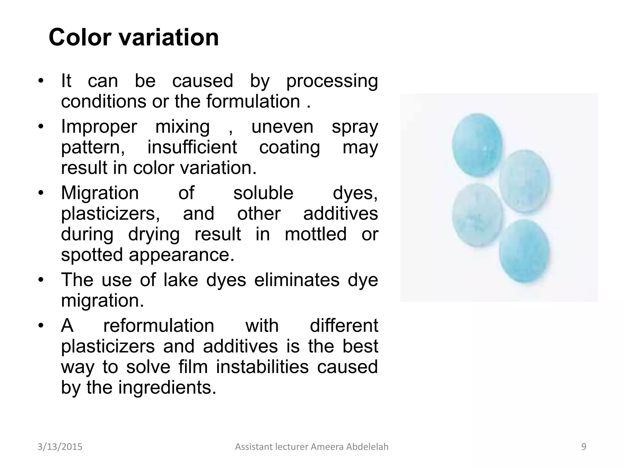 Problems and remedies in tablets coating | PPTX