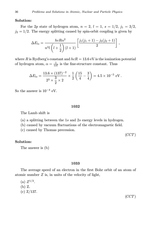 Problems and solutions on atomic, nuclear, and particle physics kuo lim | PDF