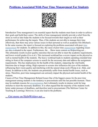 Problems Associated With Poor Time Management For Students | PDF