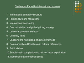 challenges faced by international business | PPTX